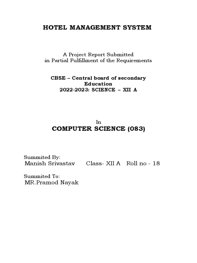 Manish Cs Project File Pdf Computer Engineering Computer Science