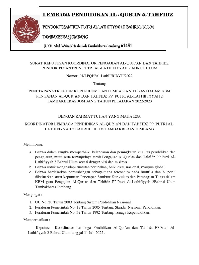 Surat Keputusan | PDF