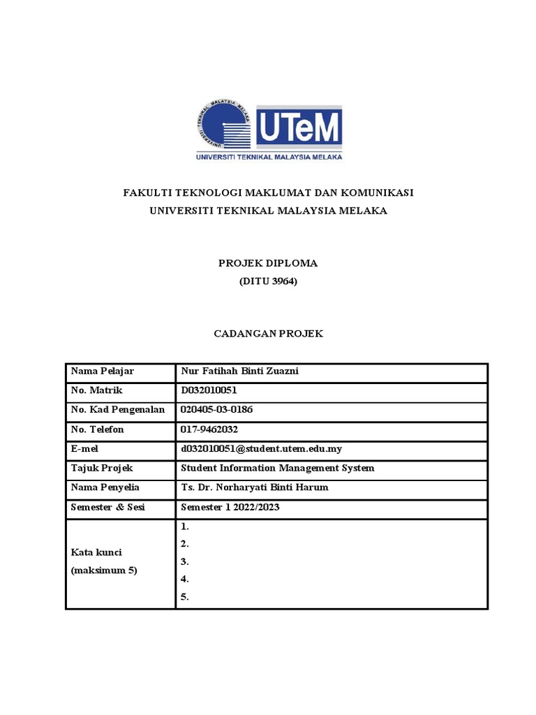 STUDENT INFORMATION SYSTEM Proposal-PD-NUR FATIHAH BINTI ZUAZNI | PDF | Databases | Information ...