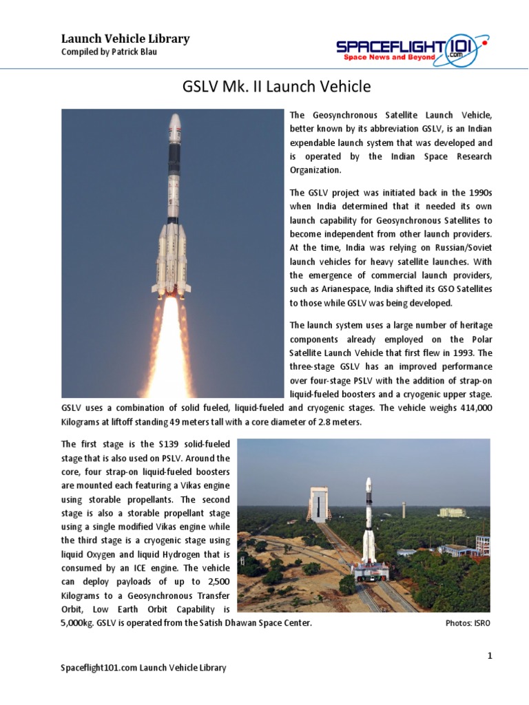 GSLV MkII | PDF | Rocket Propellant | Multistage Rocket