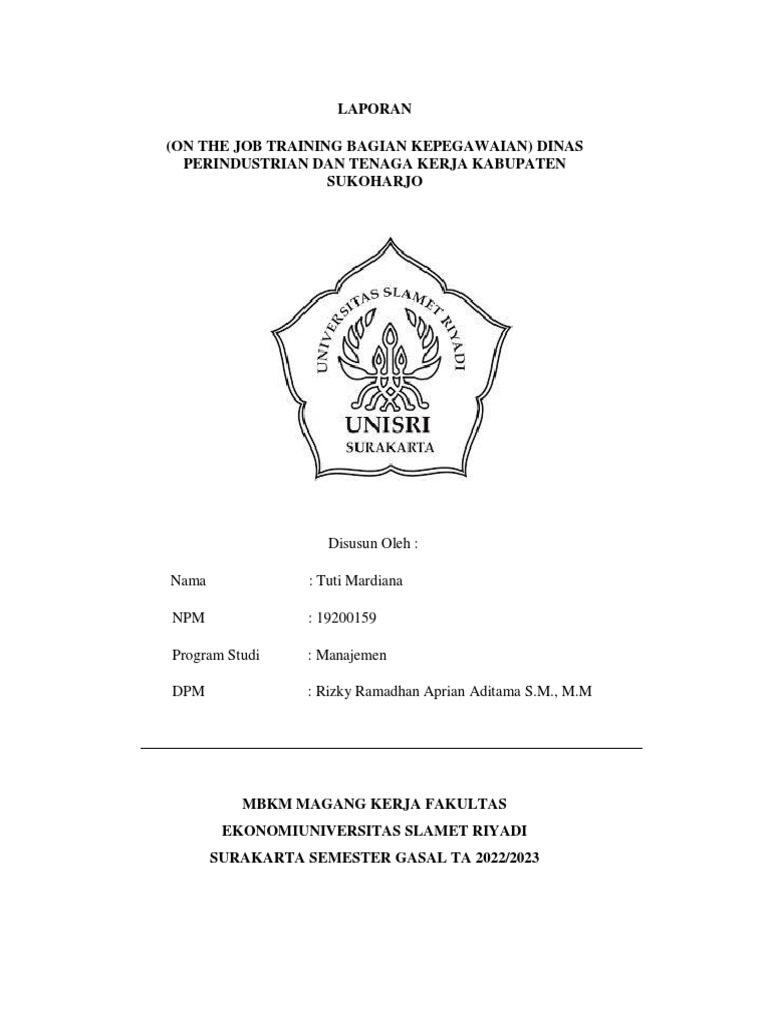 Contoh Laporan Magang DISNAKER | PDF