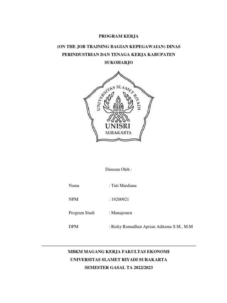 Contoh Proposal Magang Disnaker | PDF