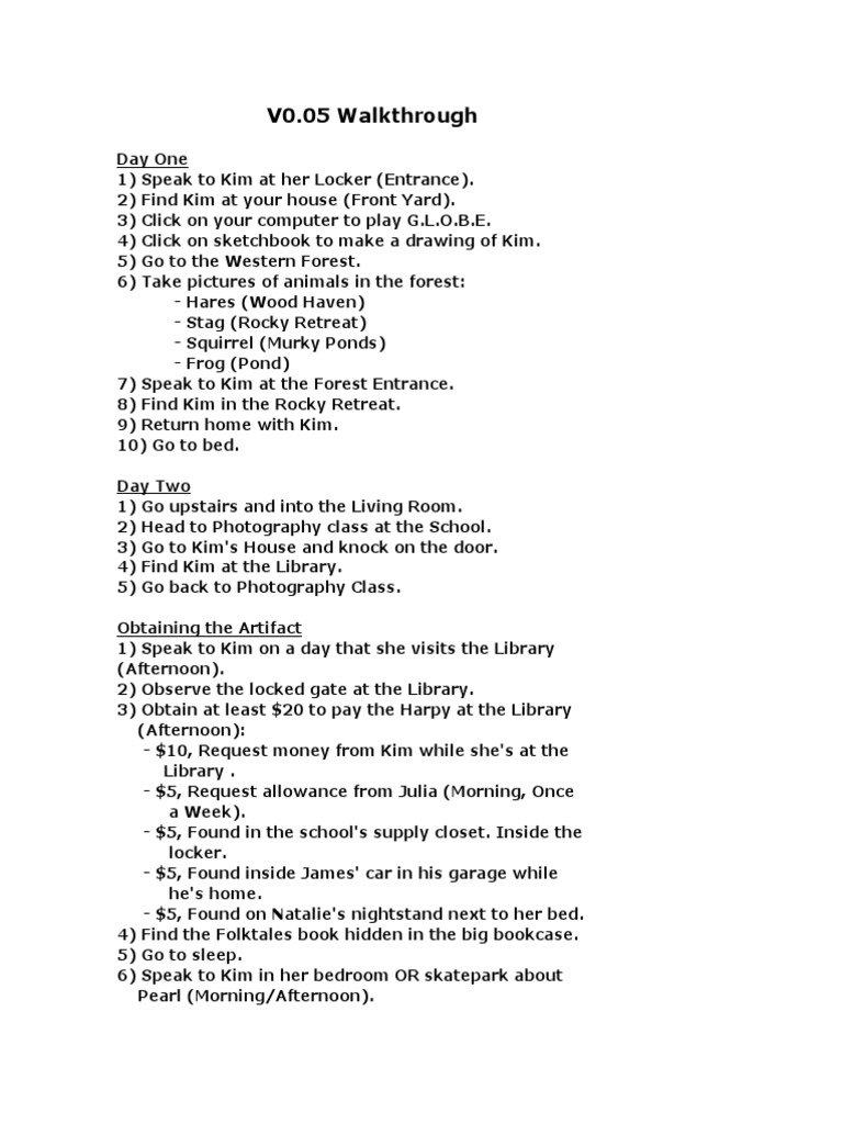 Walkthrough v0.05 | PDF