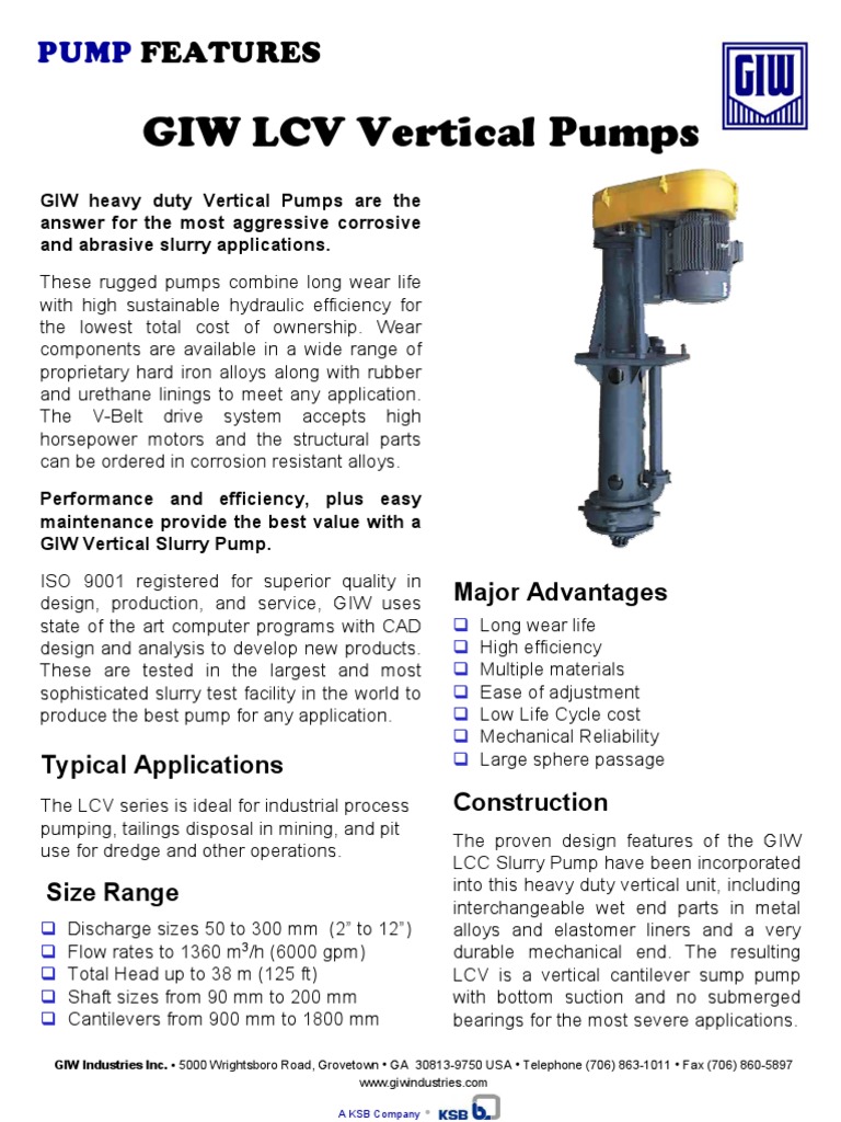 Catalago Giw LCC Bomba | PDF | Pump | Bearing (Mechanical)