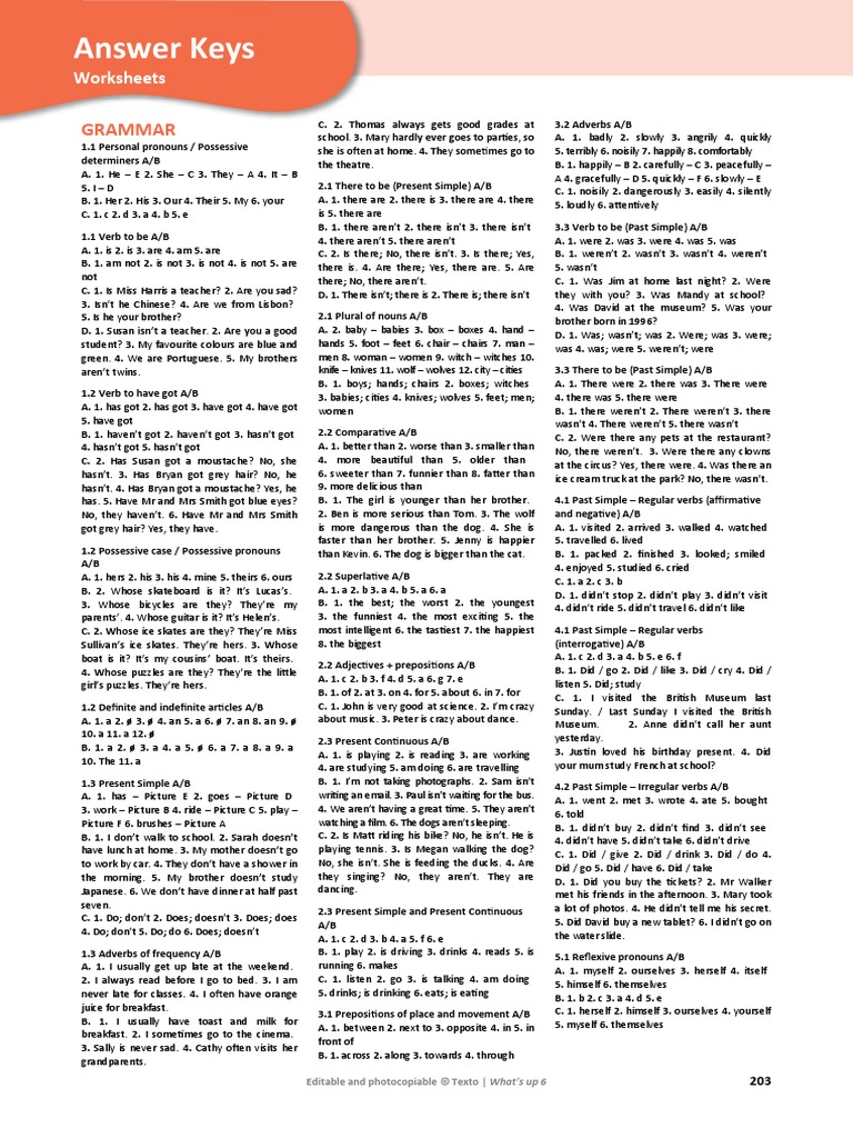 Answer Keys - Worksheets What's Up | PDF