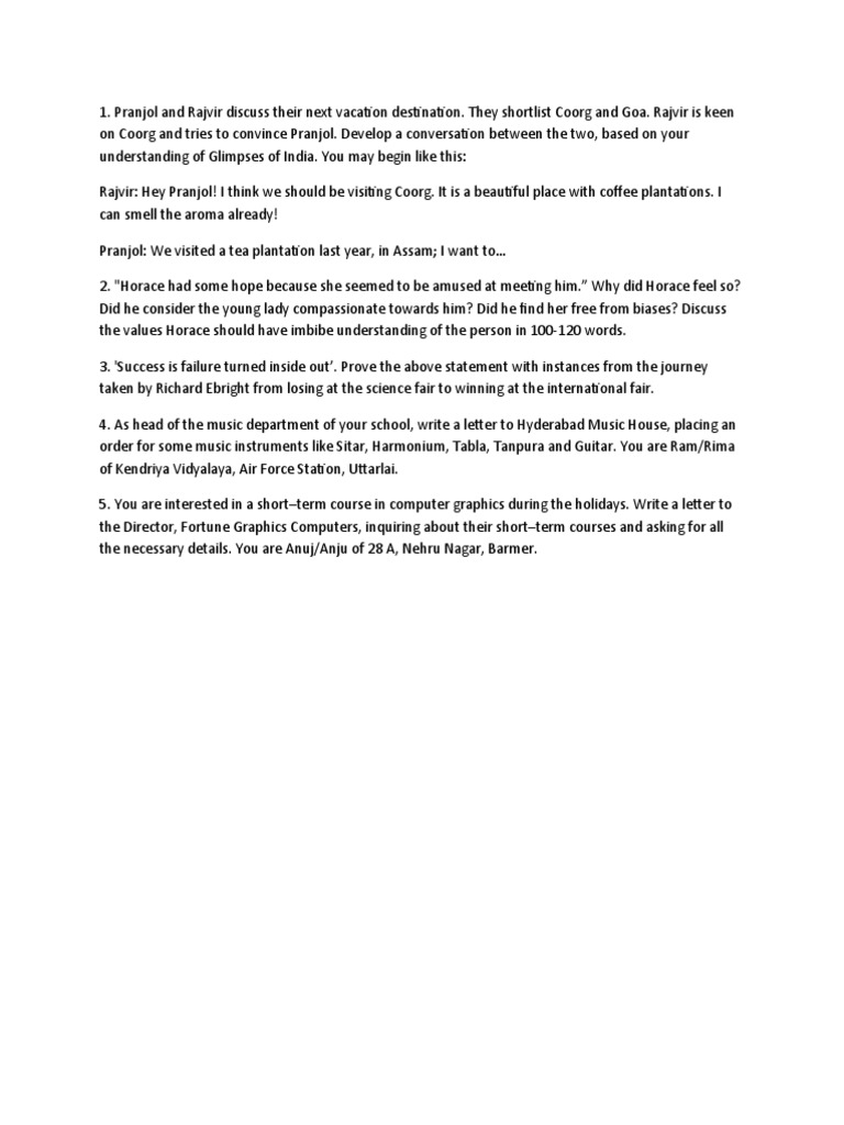 Holiday Homework Class 10 | PDF
