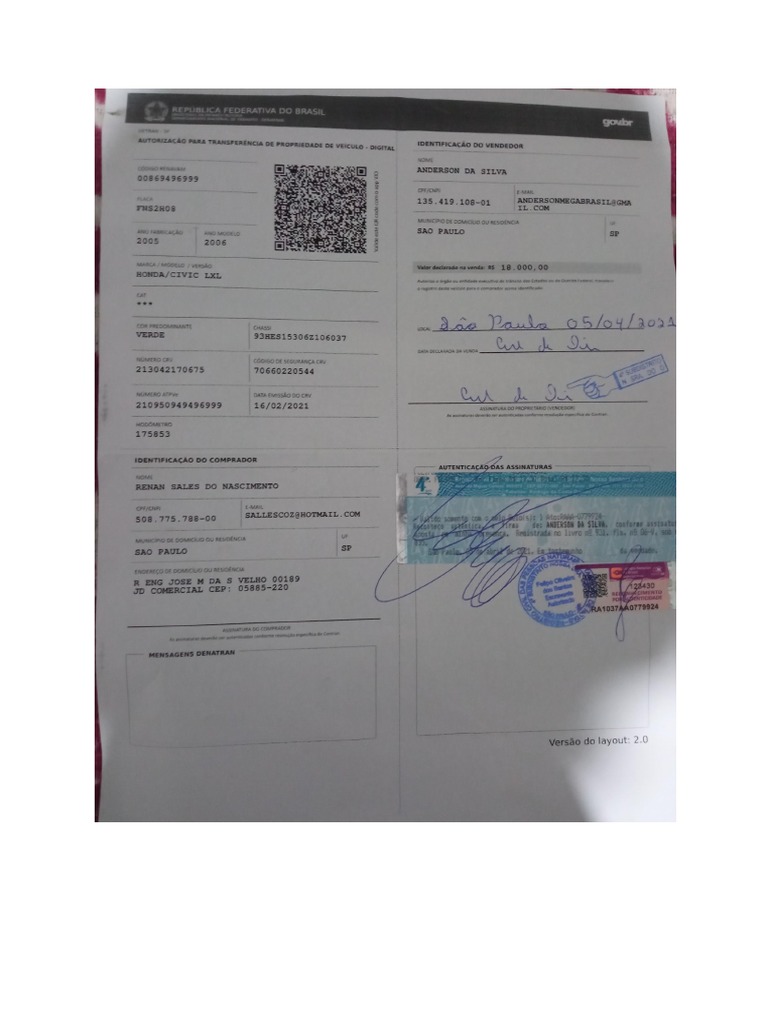Documento Do Carro | PDF