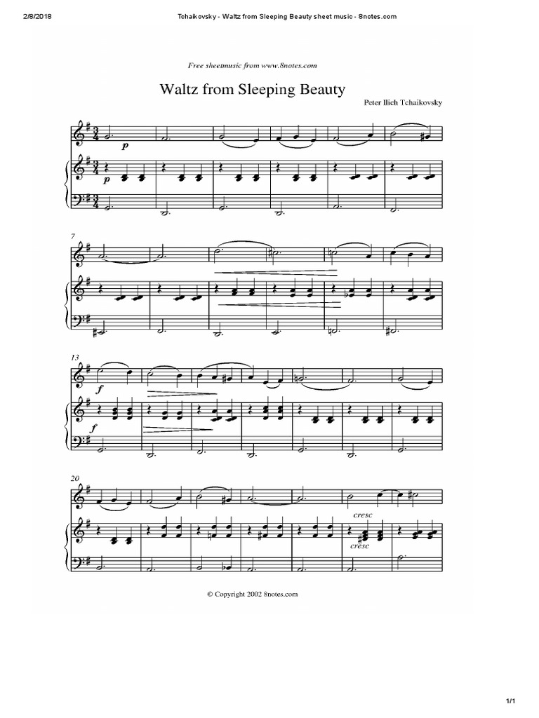 Tchaikovsky - Waltz From Sleeping Beauty | PDF | Art | Young Adult