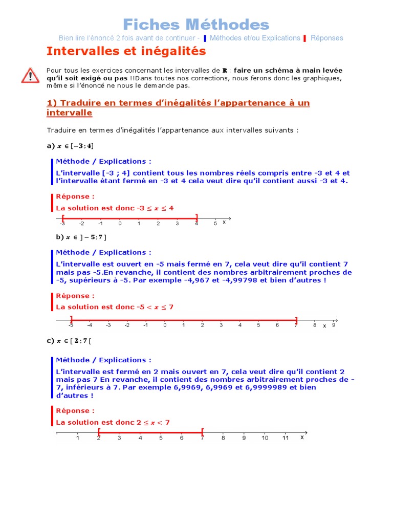 Intervalles et inégalités en maths | PDF | Intervalle (mathématiques ...