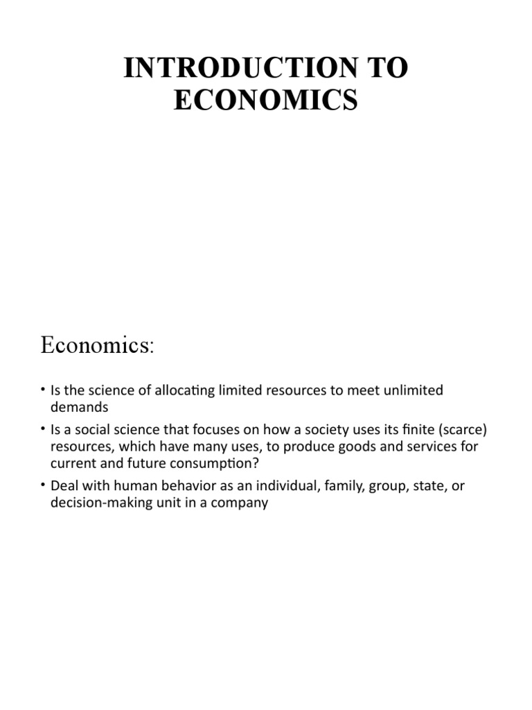 Chapter 1 Introduction To Economics | PDF | Economics | Resource