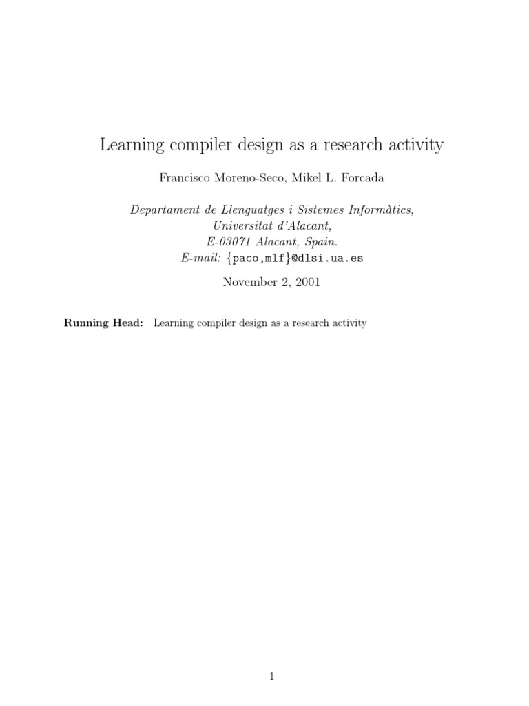 Teaching Compiler Design Through Research | PDF