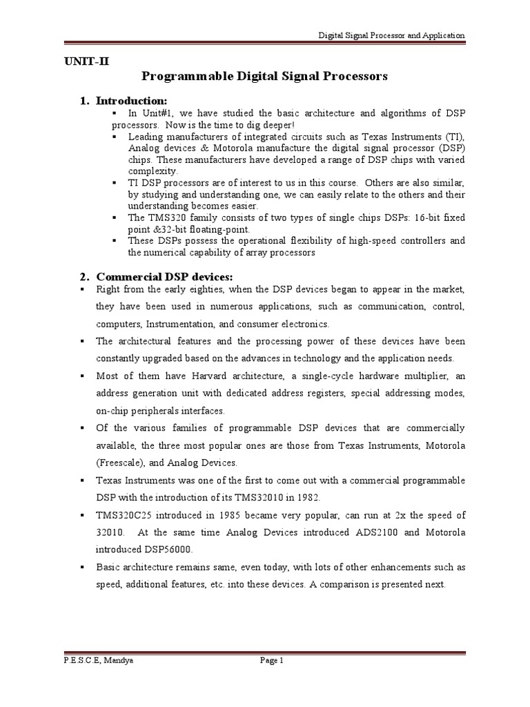 UNIT2 Notes | PDF | Digital Signal Processor | Central Processing Unit