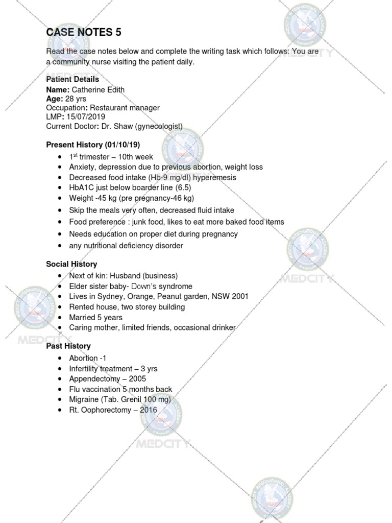 Oet Writing Case Notes 5 Writing Practice | PDF