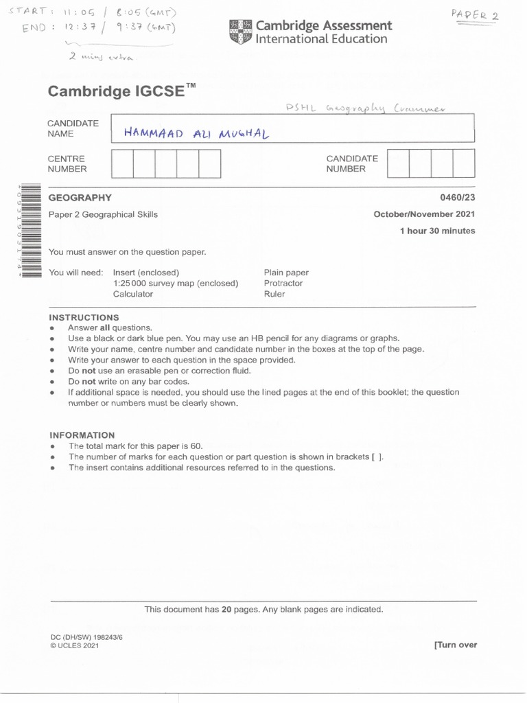 Paper 2 Mock Exam (iGCSE Geography - Hammaad M) | PDF