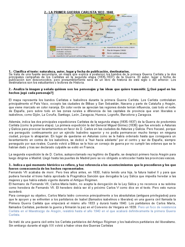 La Primer Guerra Carlista 1833 - 1840 | PDF | España | Política de españa