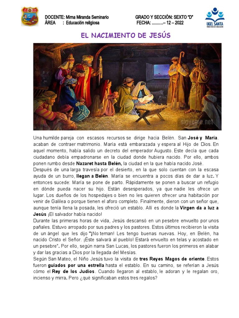 Ficha Religion El Nacimiento de Jesús | PDF | Reyes Magos | Natividad De Jesus