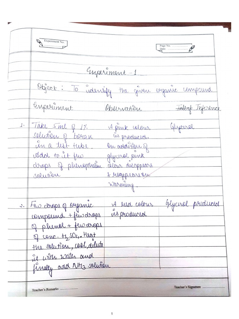 Chemistry Practical Work Class - XII | PDF