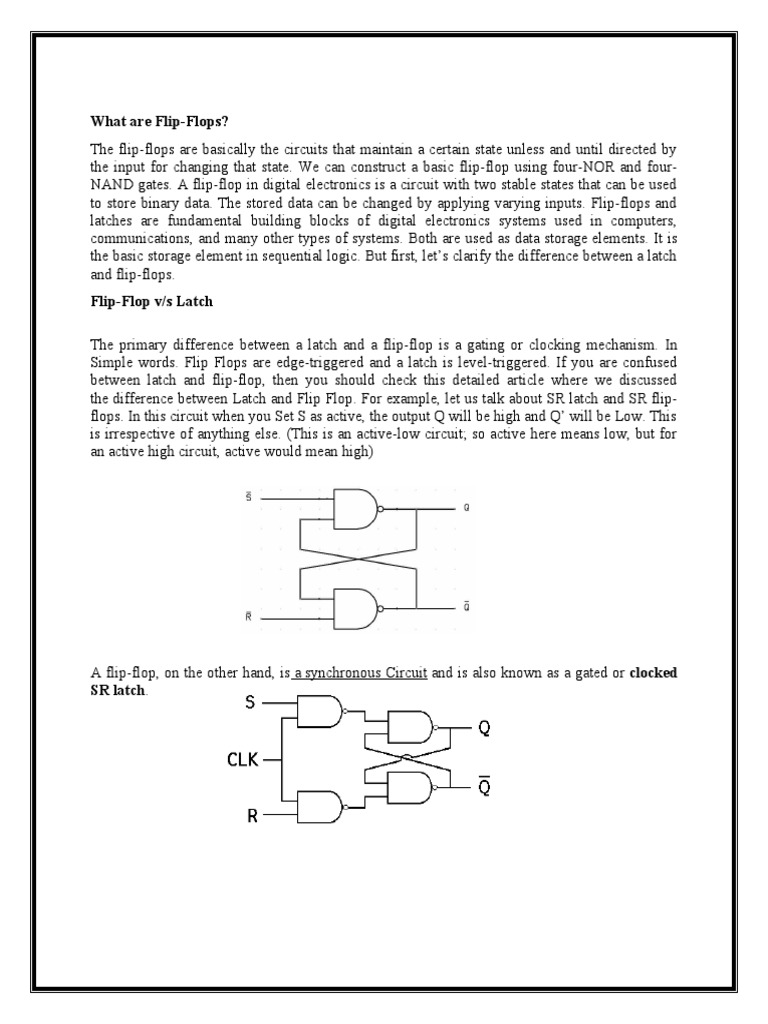 Flip Flop | PDF | Electronic Circuits | Logic Gate