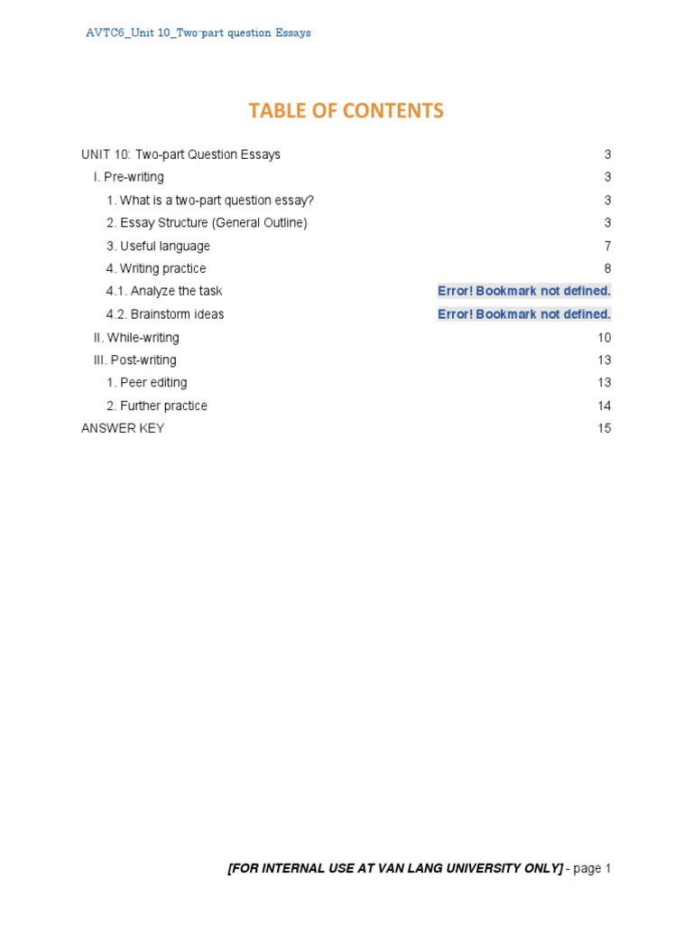 Two Part Question | PDF | Essays | Reason