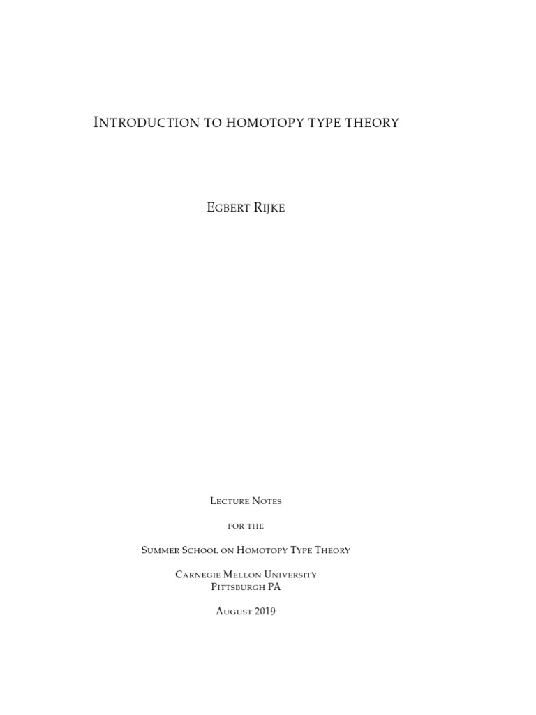 Introduction to Homotopy Type Theory | PDF | Function (Mathematics ...