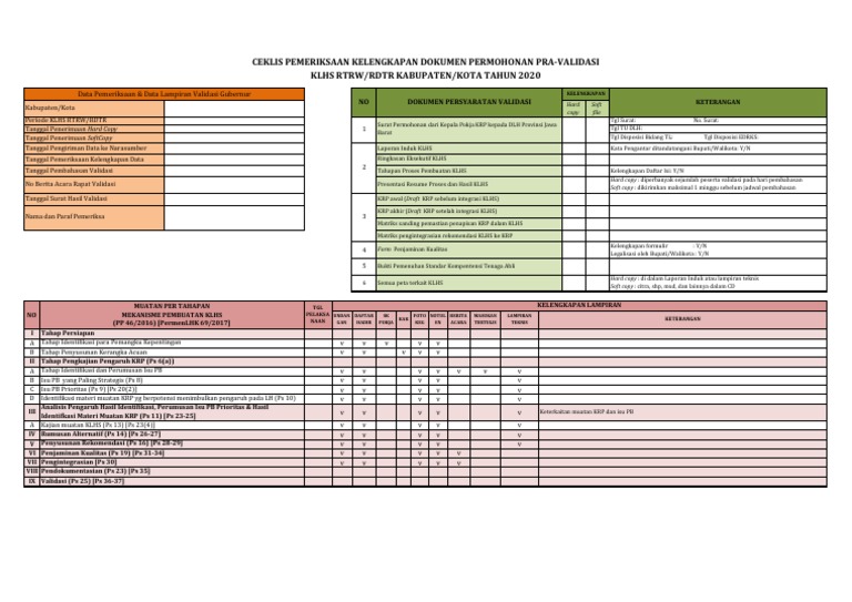 Format Persyaratan Validasi KLHS Tata Ruang | PDF