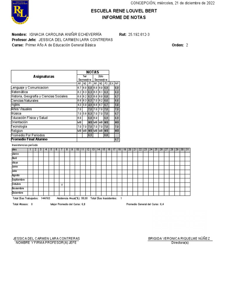 Informe de Notas | PDF