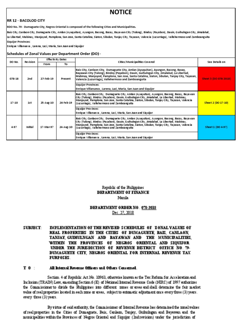 RDO No. 79 - Dumaguete City, Negros Oriental | PDF