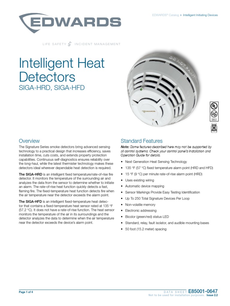 E85001-0647 - Intelligent Heat Detectors | PDF | Relay | Sensor