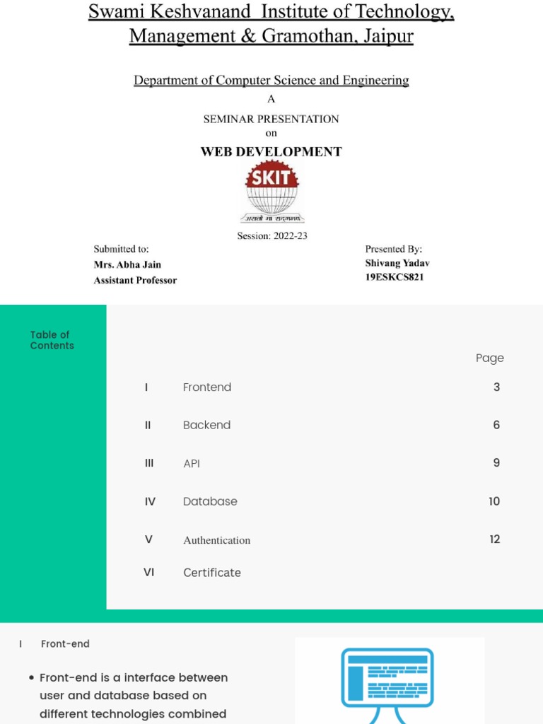Frontend and Backend Web Development Overview | PDF | J Query | Representational State Transfer