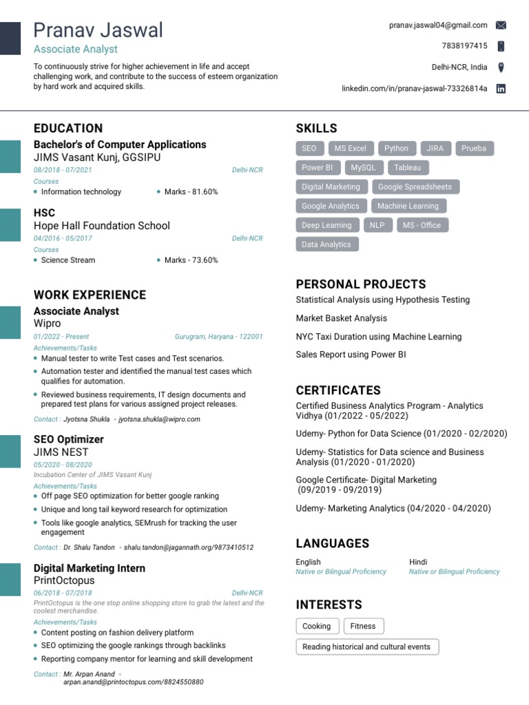 Pranav's Resume | Download Free PDF | Analytics | Search Engine Optimization