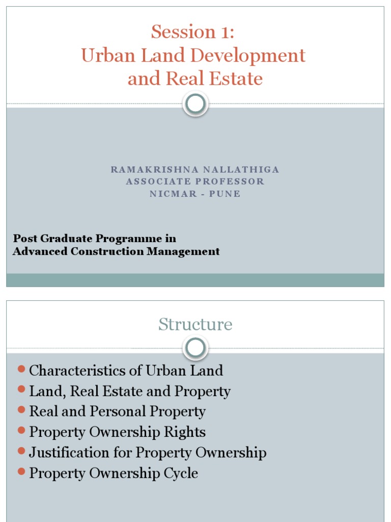 Session 1 Urban Land and Real Estate | PDF | Property | Ownership