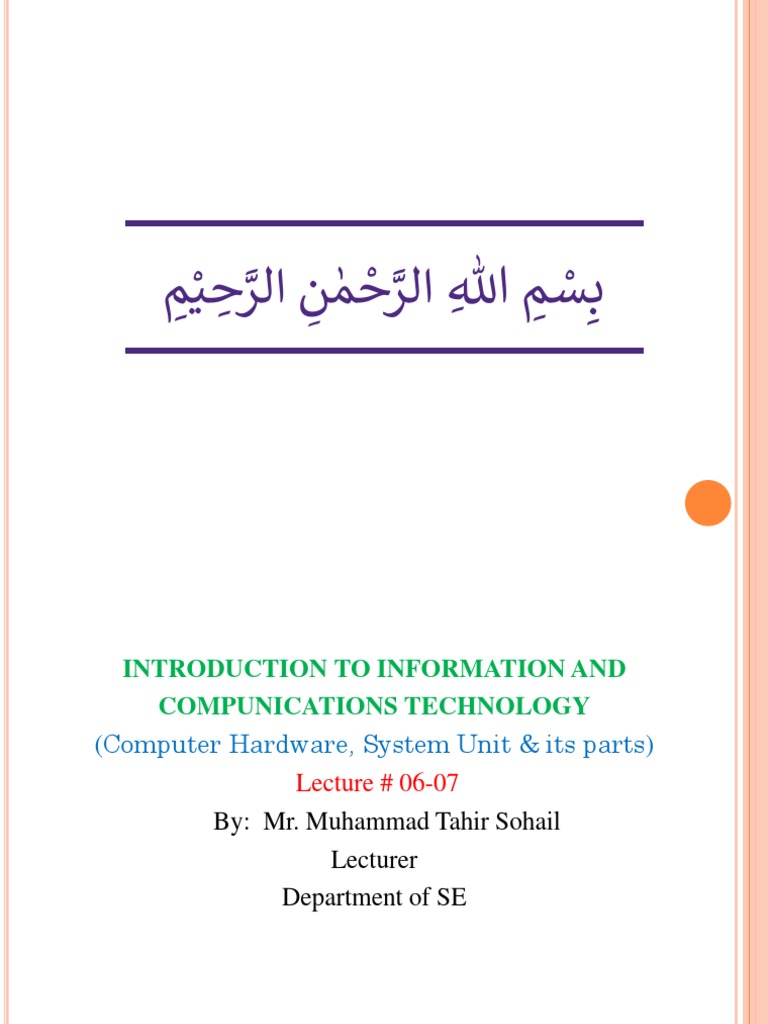Lec 06-07 Computer Hardware, System Unit Its Parts. | PDF | Cpu Cache | Random Access Memory