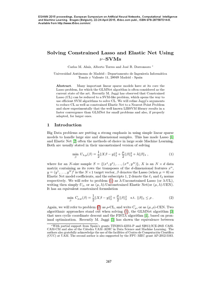 Lasso SVM | Download Free PDF | Matrix (Mathematics) | Machine Learning
