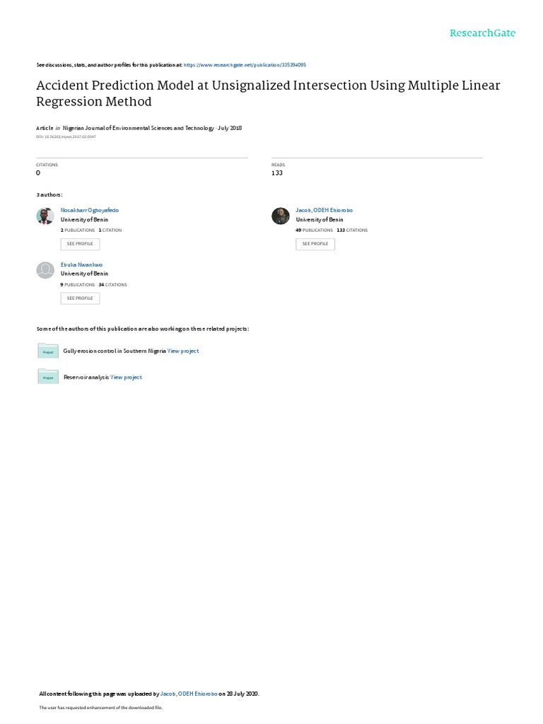 Accident Prediction Model at Unsignalized Intersec | PDF | Regression ...