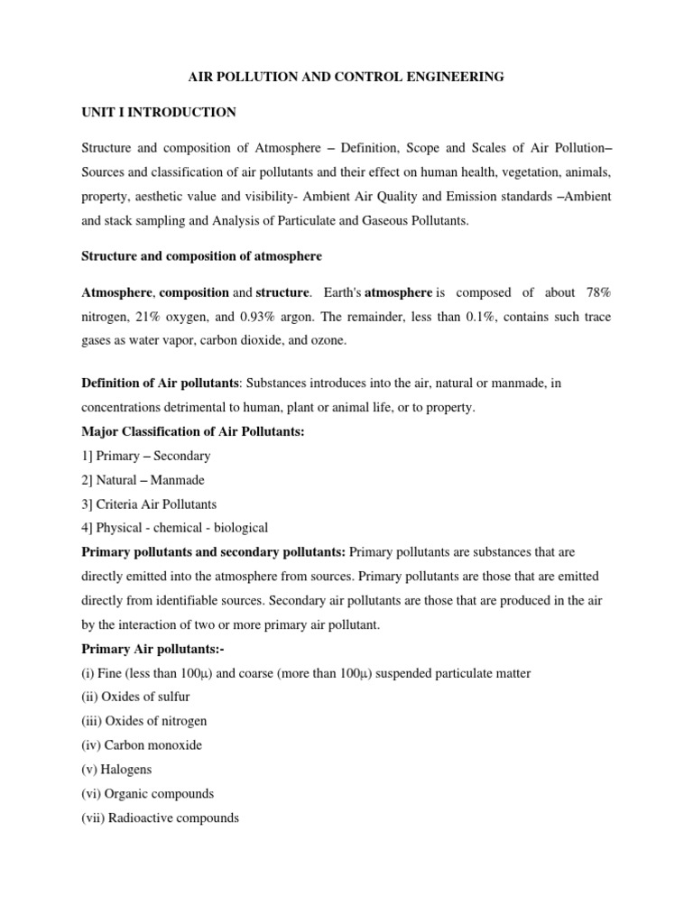 Air Pollution and Control Engineering | PDF | Atmosphere Of Earth ...