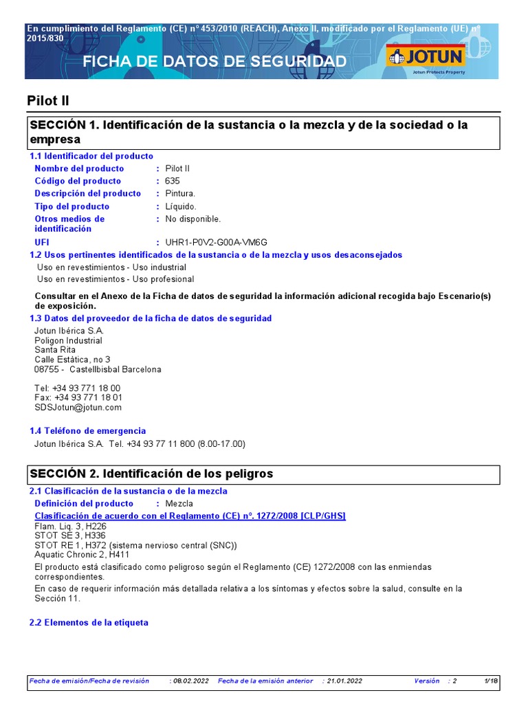 HDS Jotun Pilot II | PDF | Residuos | Agua