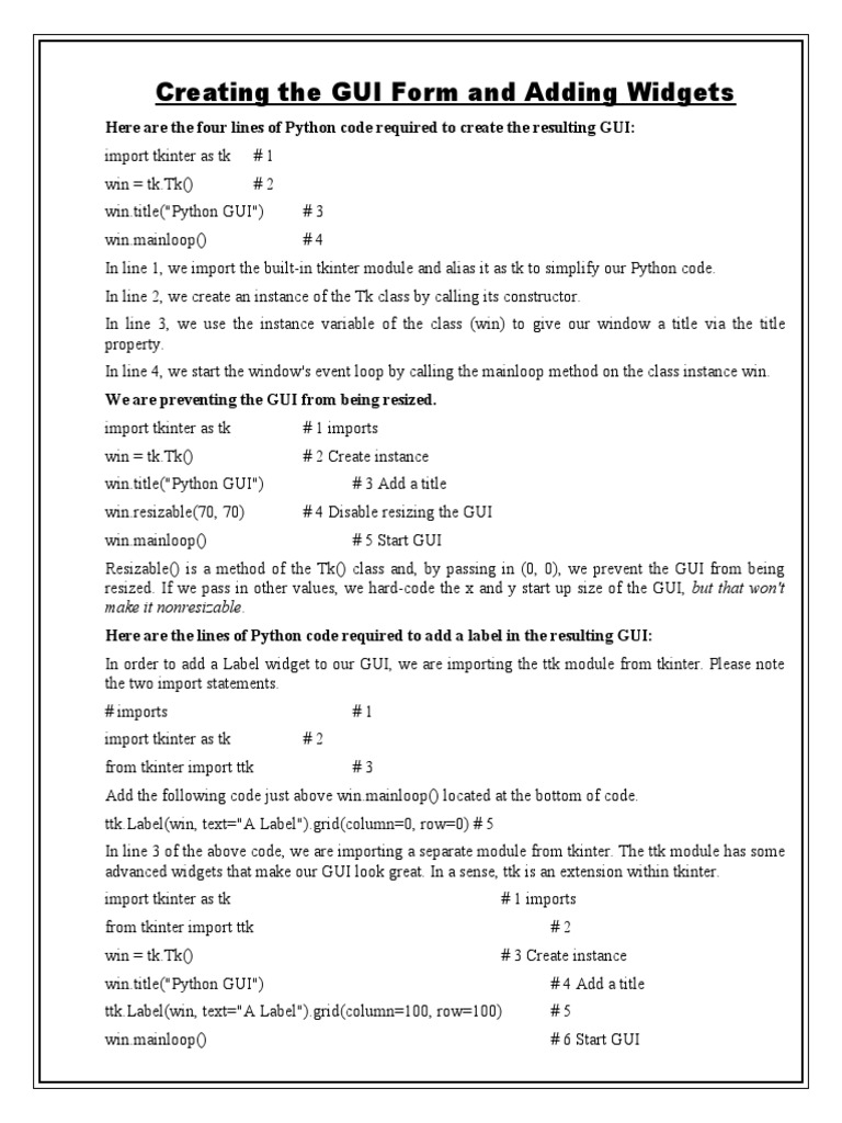 GUI Notes | PDF | Class (Computer Programming) | Object Oriented ... GUI Notes | PDF | Class (Computer Programming) | Object Oriented ...