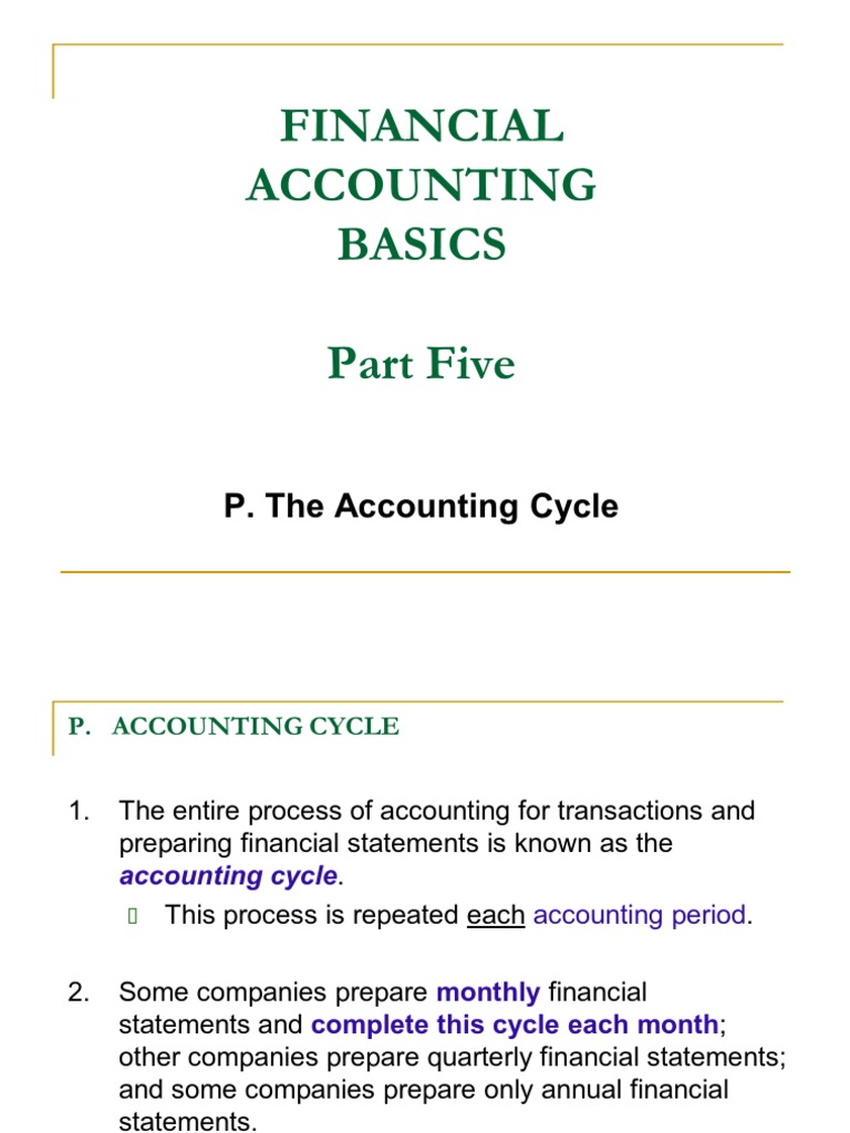 Financial Accounting Basics Part Five | PDF