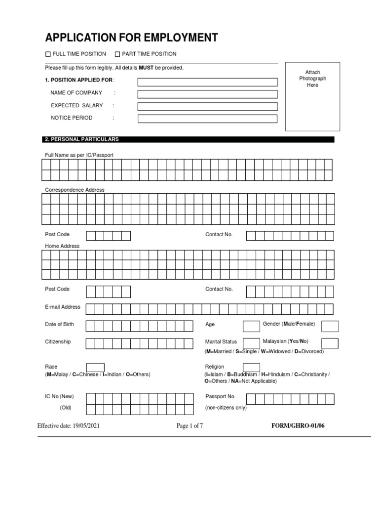 Application For Employment - GOSB | PDF