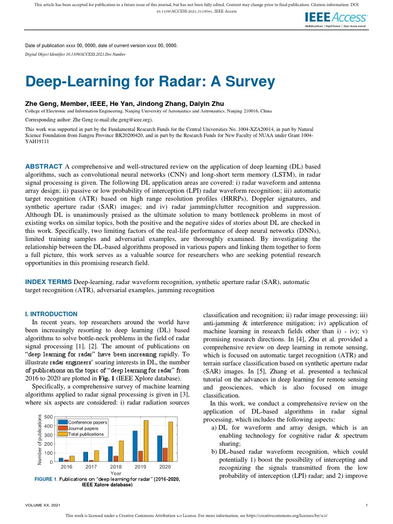 Deep-Learning For Radar A Survey | PDF | Deep Learning | Radar