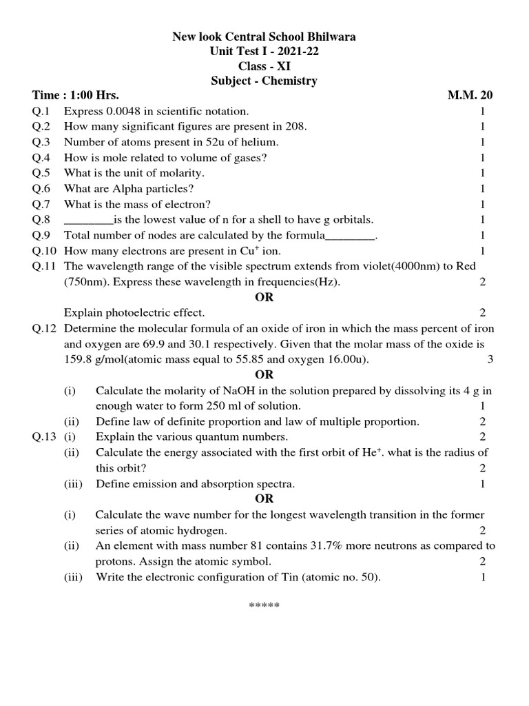 Class 11 Chemistry - 28-07-2021 | PDF | Mole (Unit) | Electron