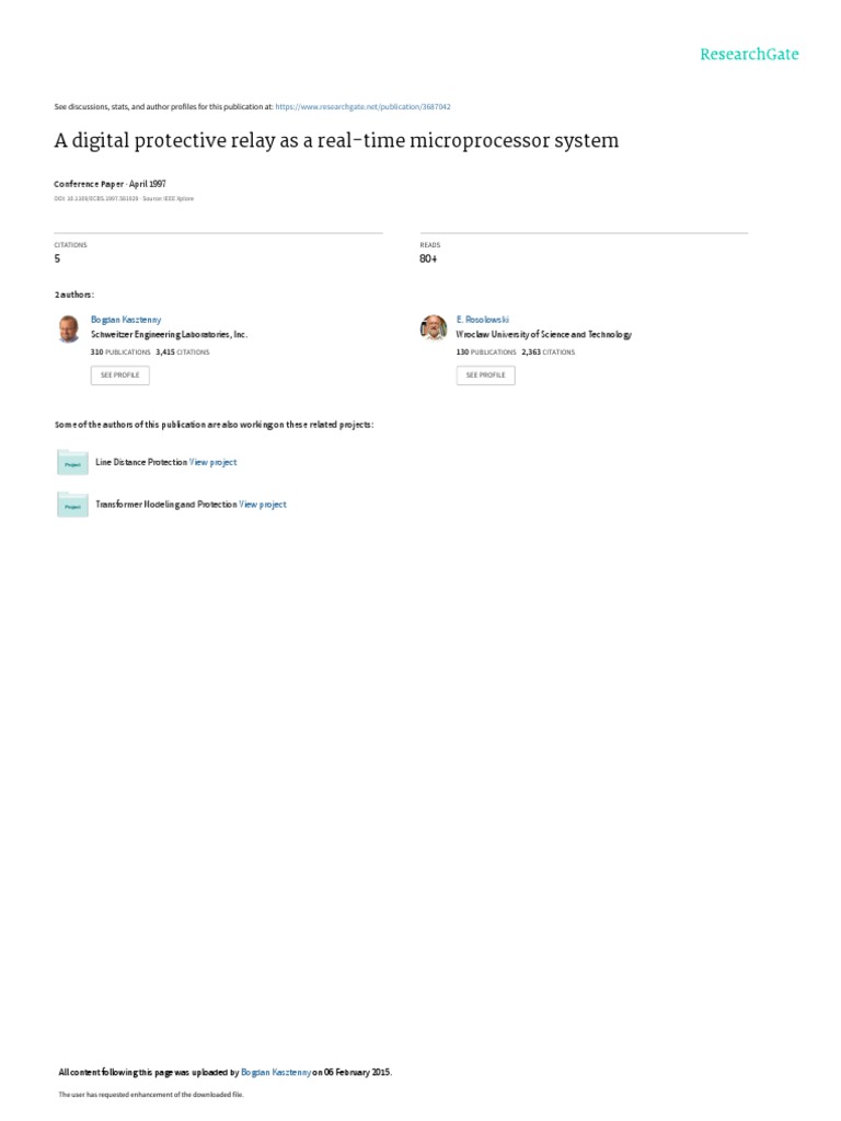 ResearchGate 78890460 A Digital Protective Relay As A Real-Time ...