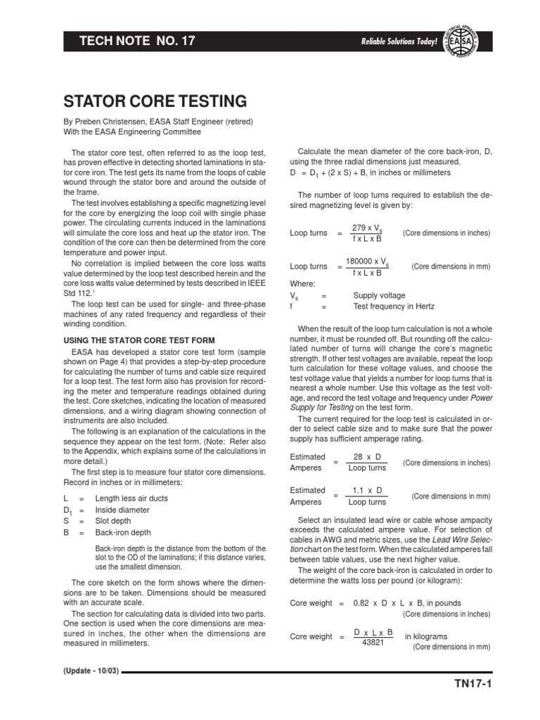 TN17-1003 Pruebas de Nucleo | PDF | Inductor | Electric Motor