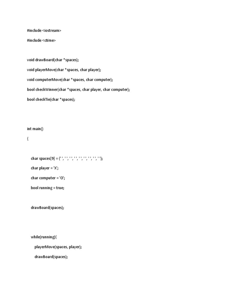 Tic Tac Toe Game Pdf Computer Programming Software Engineering 