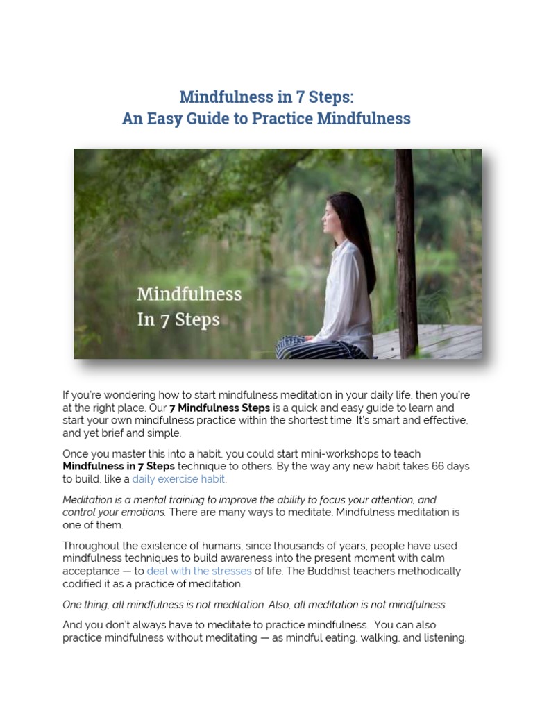 Mindfulness Practice: 7 Easy Steps | PDF | Mindfulness | Meditation