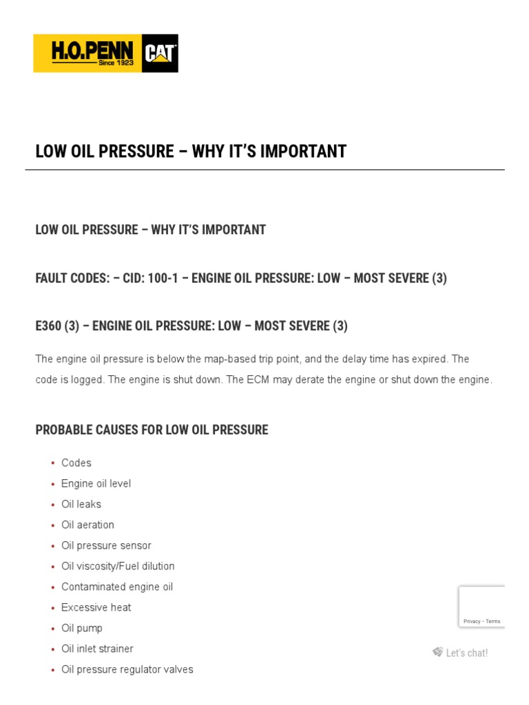 E360 Low Engine Oil Pressure Event Code Troubleshooting 2 | PDF | Motor Oil | Lubricant