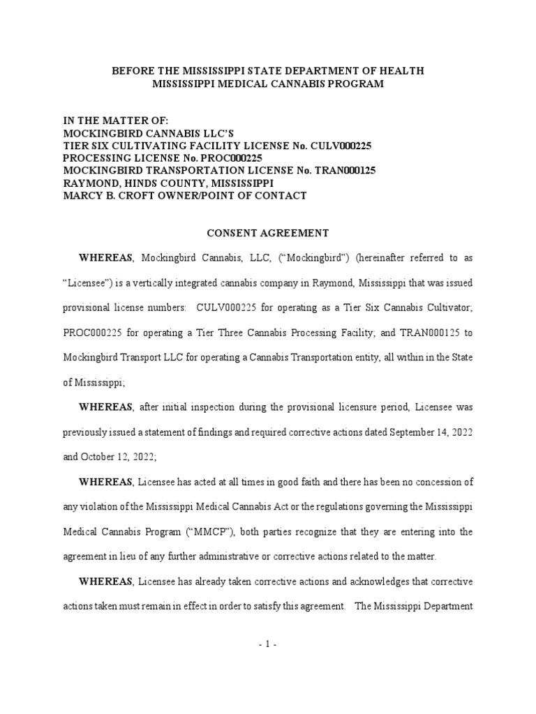 Consent Agreement Mockingbird Final 10.24.2022 | PDF | License | Government Consent Agreement Mockingbird Final 10.24.2022 | PDF | License | Government