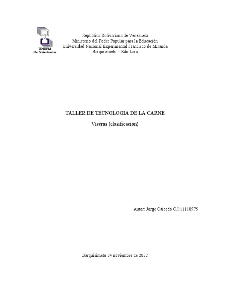 Clasificación de vísceras comestibles | PDF | Menudencias | Carne