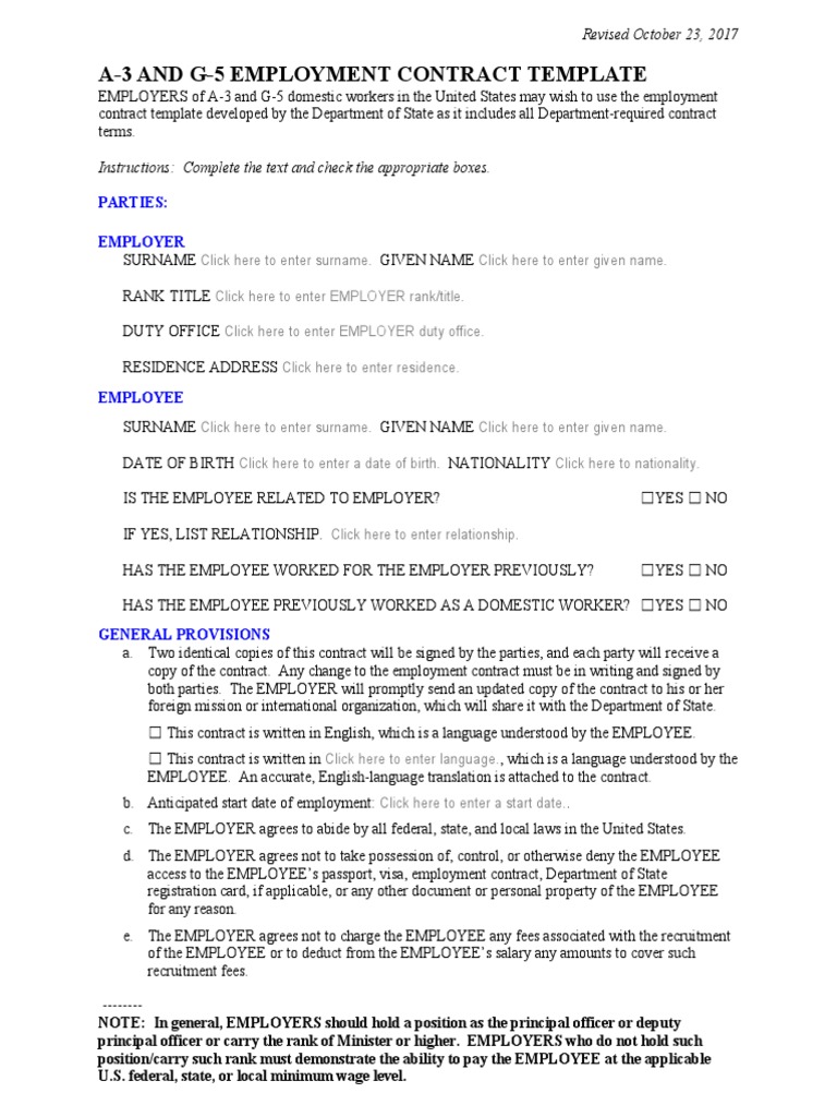 A 3 and G 5 Employment Contract Template | PDF | Employment | Overtime