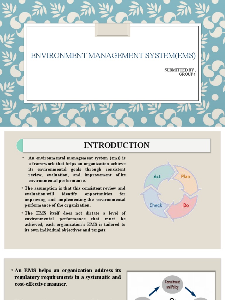 EMS PPT Presentation | PDF | Environmental Policy | Environmental Resource Management